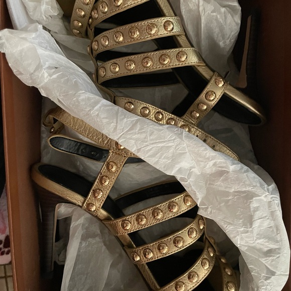 Coach | Shoes | Coach Brass Studded Heels | Poshmark
